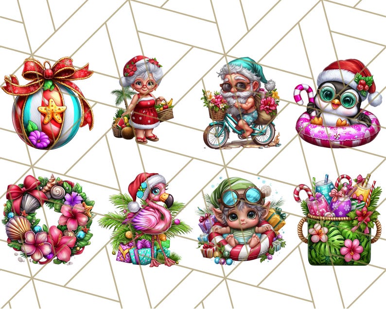 Summer Christmas Clipart PNG, Cute Santa at the Beach Clip Art ...