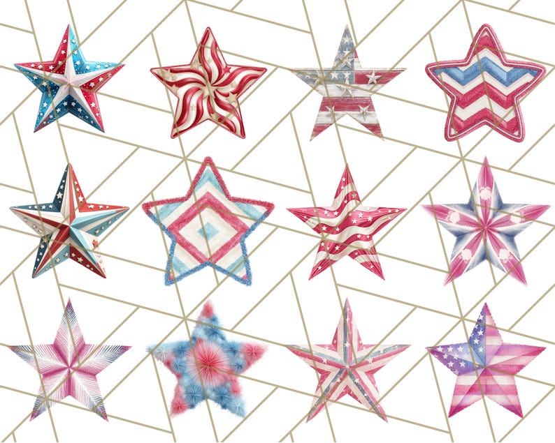 Patriotic Star Clipart PNG, Red White and Blue Puffy Star Clip Art ...