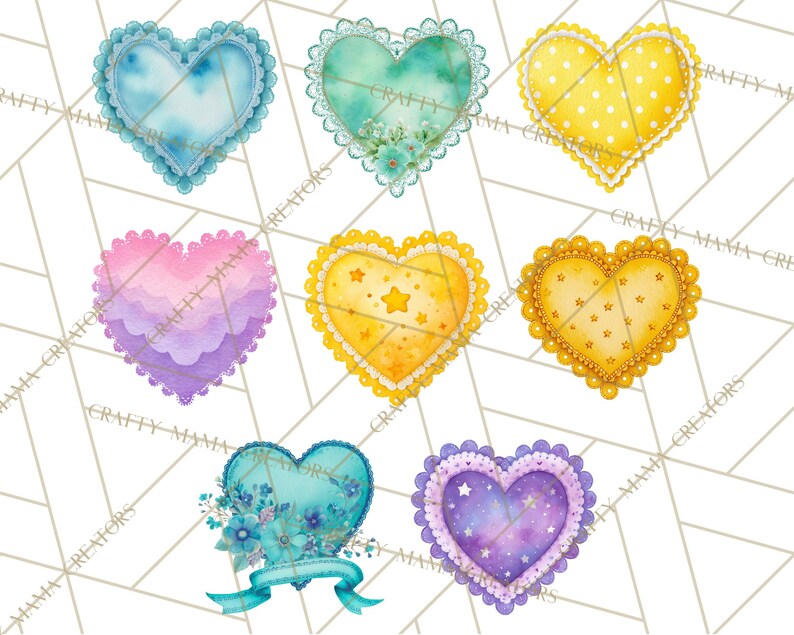 56 Png, Cute Watercolor Hearts PNG, Valentine Clipart, Clip Art for ...