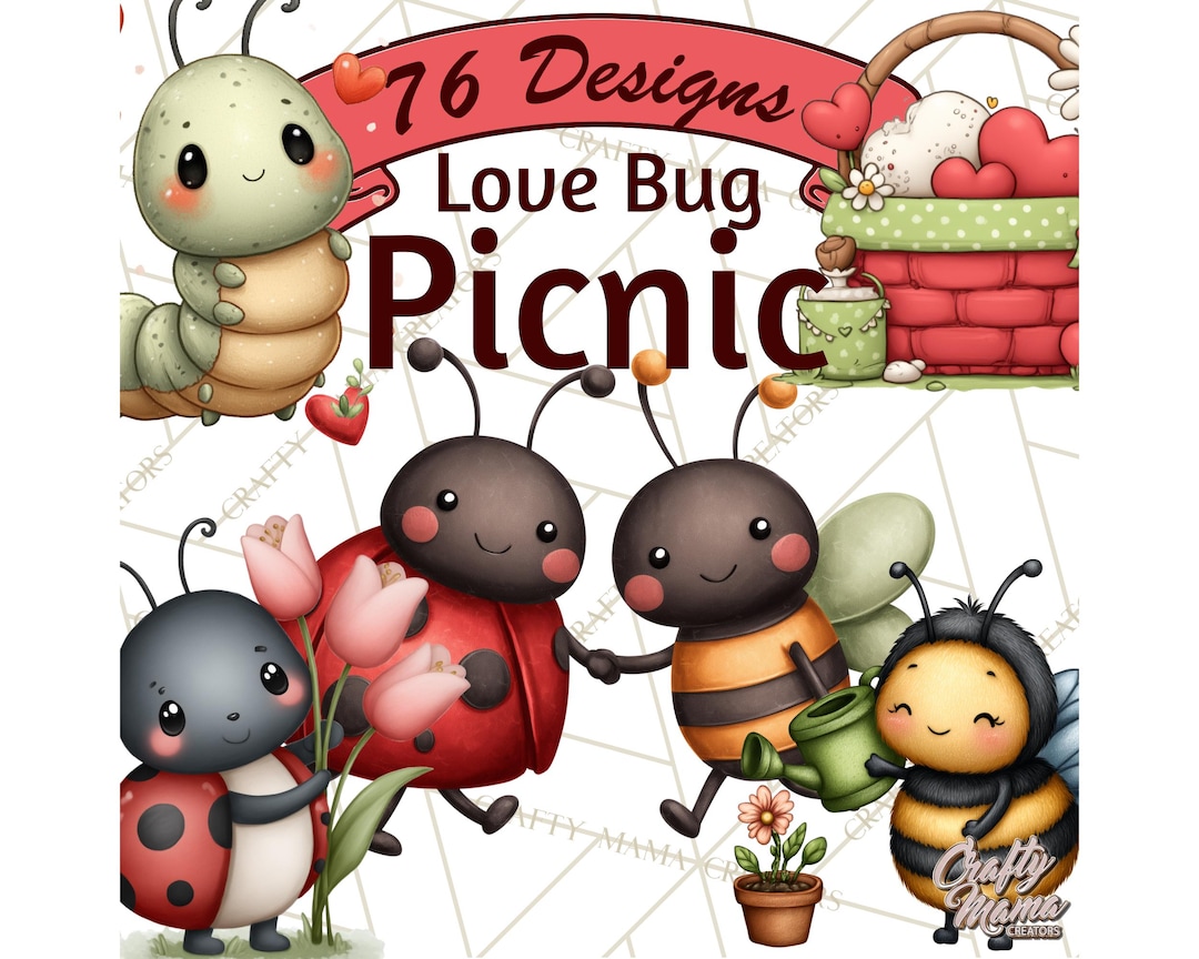 76 Png Love Bug Picnic Clipart PNG, Sweet Insect Valentine Clip Art ...