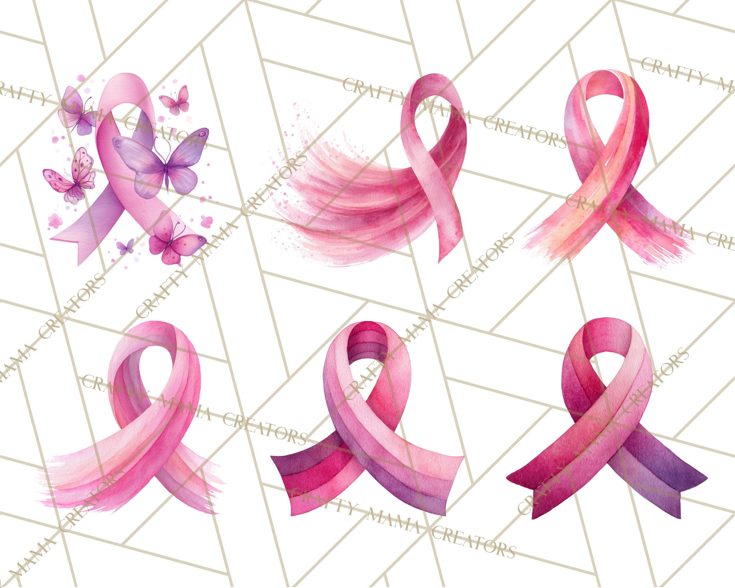 60 Png, Watercolor Pink Ribbon Clipart, Breast Cancer Awareness PNG ...