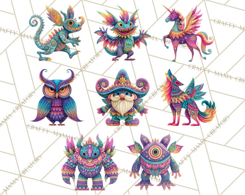 56 Png, Vibrant Alebrije Dreamers Clipart PNG, Mexican Folk Art Fantasy ...