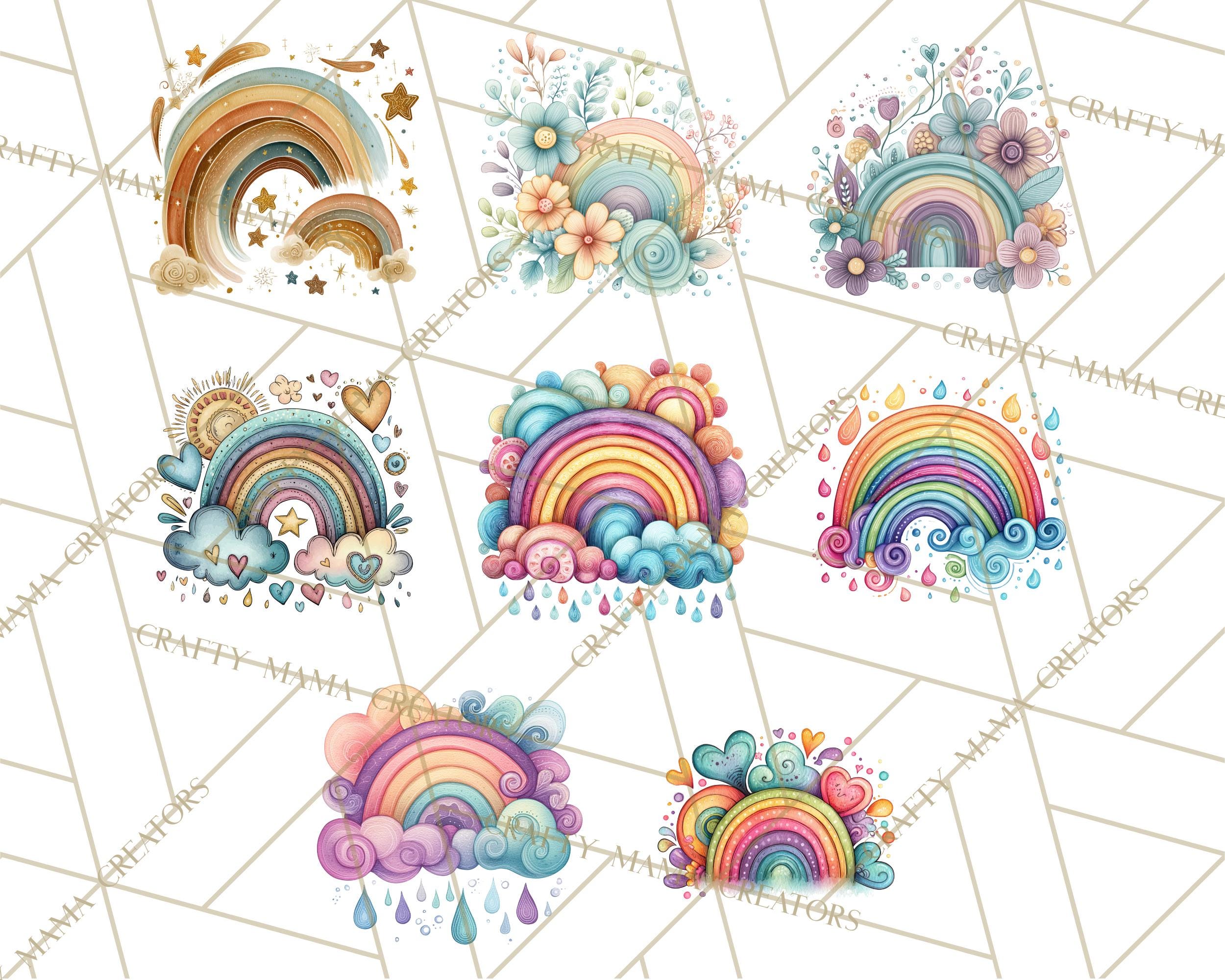 64 Png, Sketchy Rainbow Doodle Clipart PNG, Whimsical Colorful Arches ...