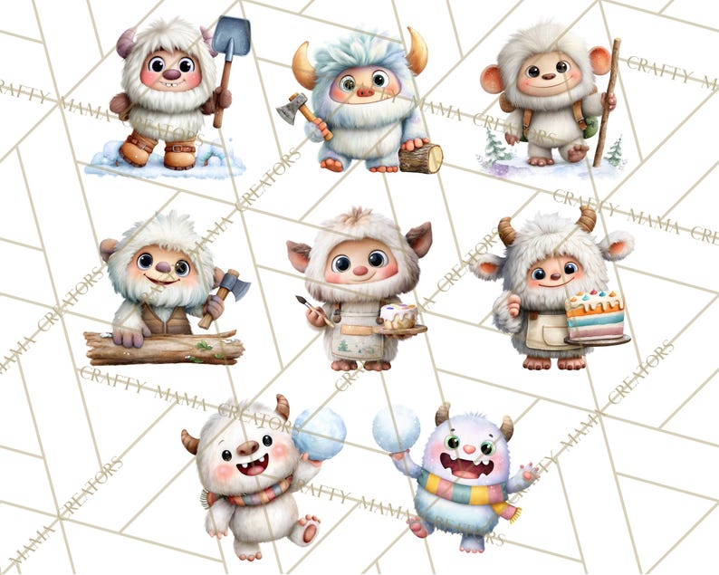 60 Png, Snow Monster Clipart PNG, Cute Yeti Clip Art, Frost Gnome Ice ...