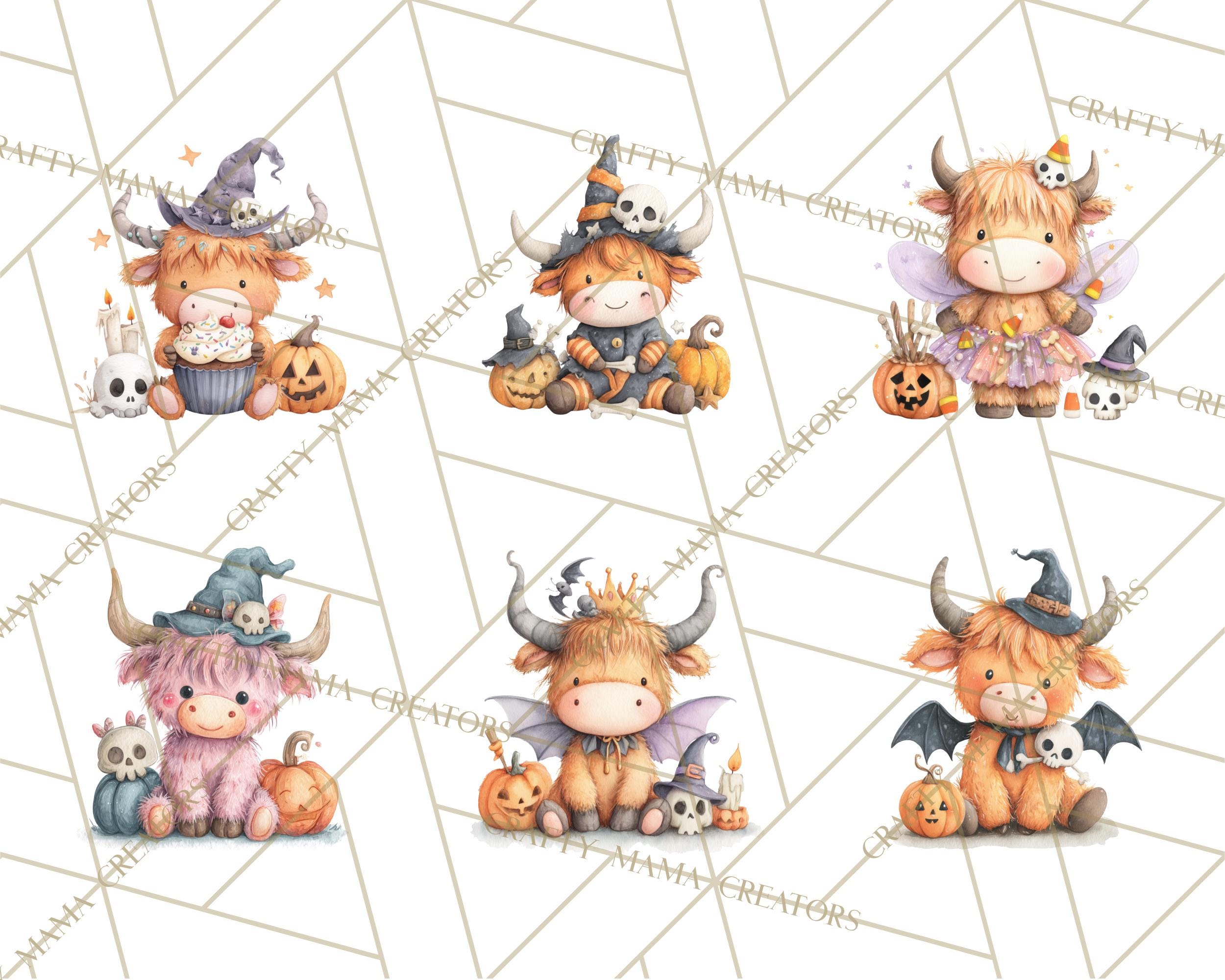 48 Png Halloween Highland Cows PNG, Cute Baby Cow Clipart, Watercolor ...