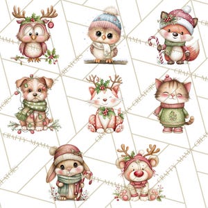 64 Png, Christmas Animal Clipart, Cute Holiday Animal Characters PNG ...