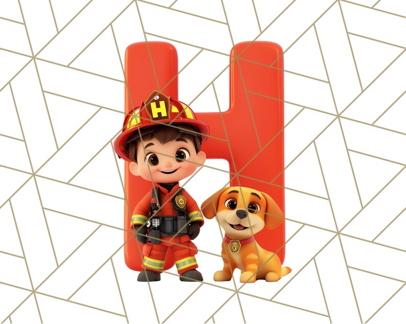 26 Png Firefighter Boys Alphabet Clipart PNG, Fireman Letters Clip Art ...