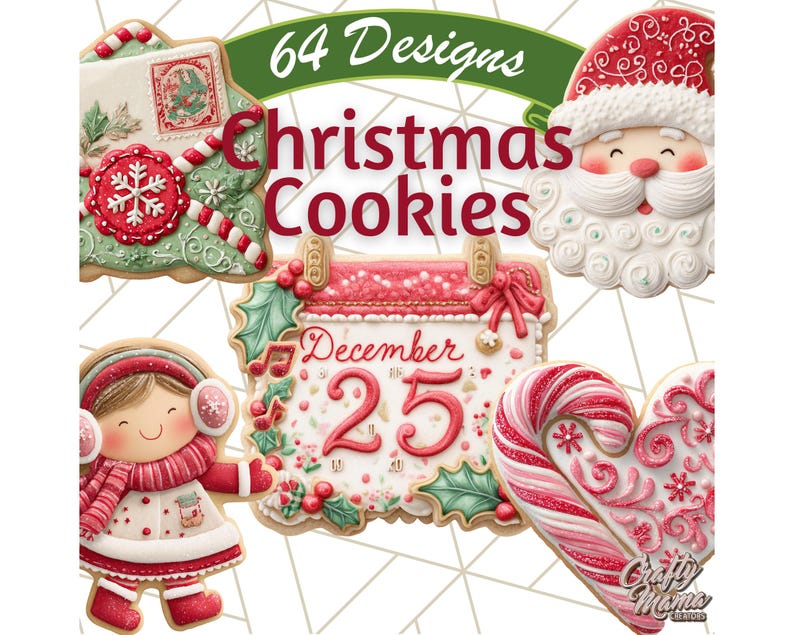 Christmas Cookies Clipart 64 PNG Files, Festive Holiday Cookie Shapes ...