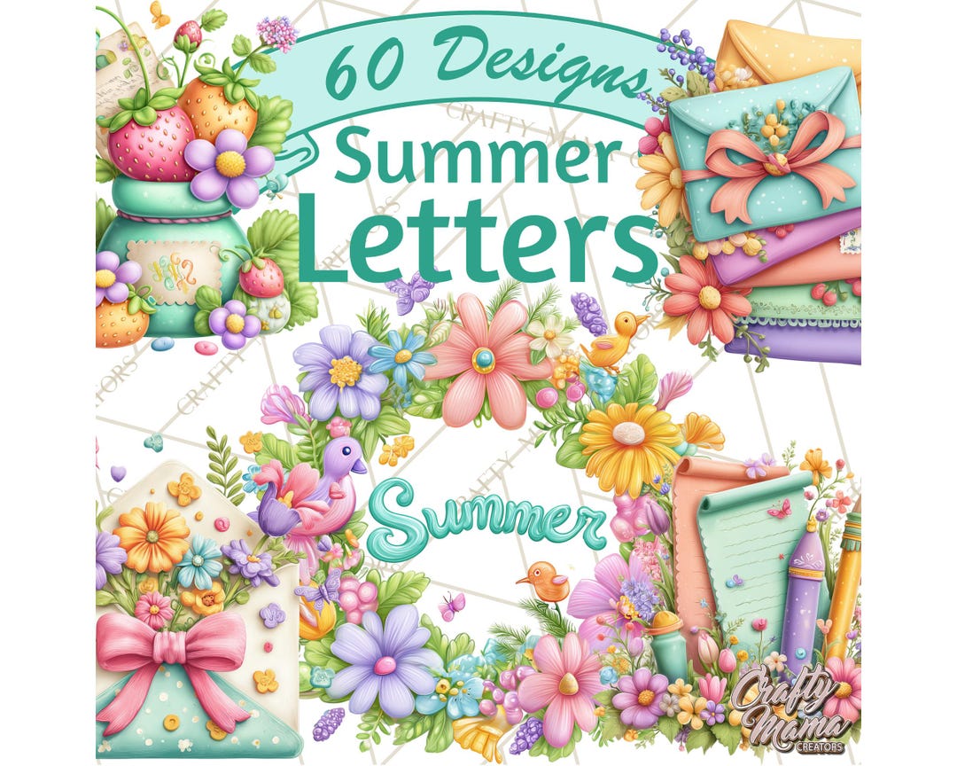 60 Png, Summer Letters Clipart, Summer Mail PNG, Summer Envelopes Clip ...