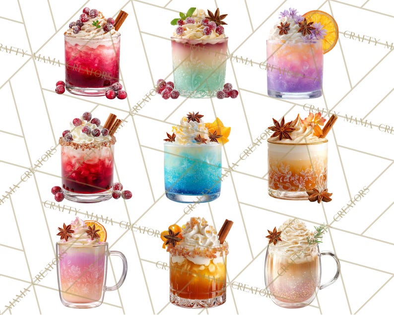 76 Png, Whimsical Winter Cocktails PNG, Hot Drinks Clipart, Cozy ...