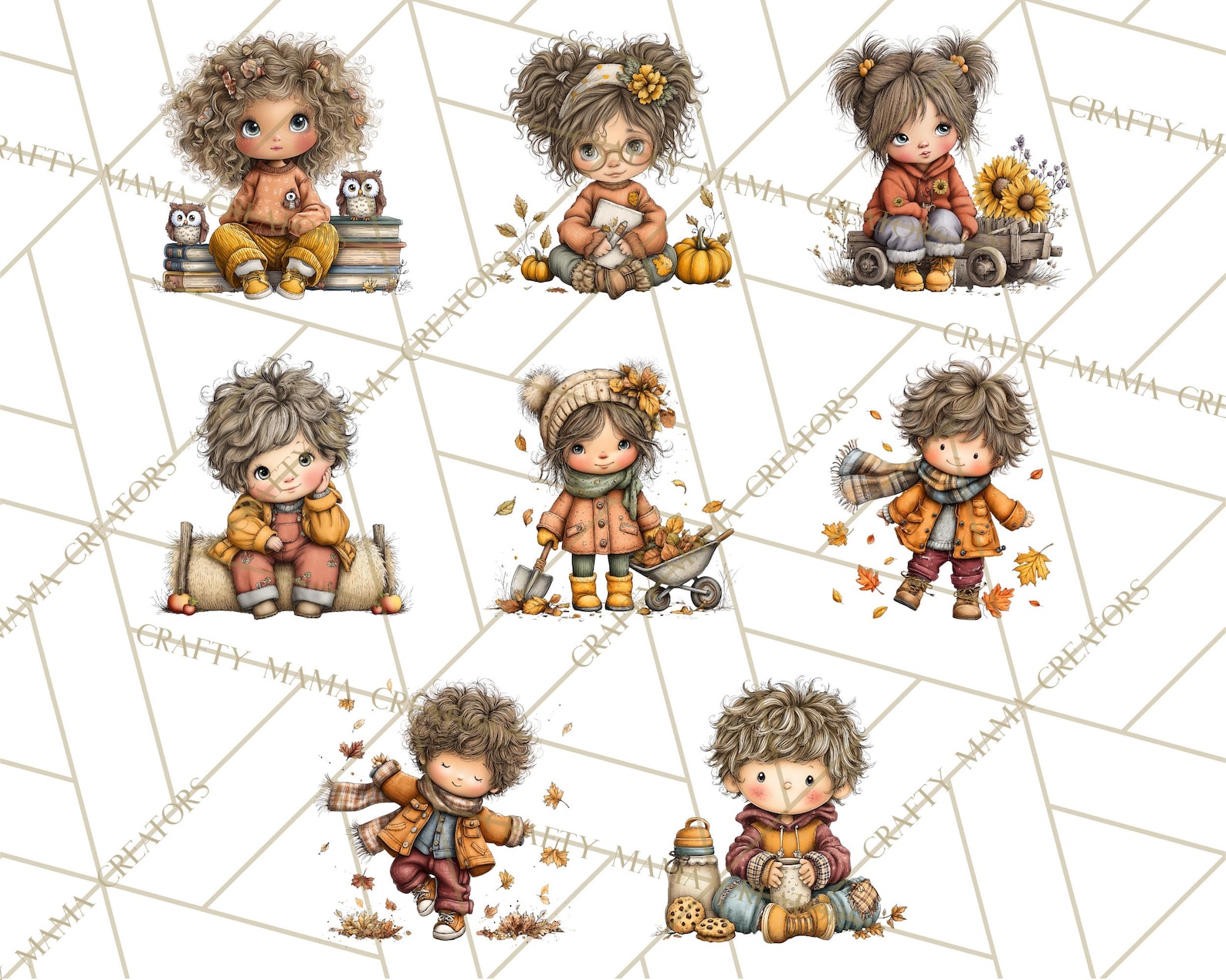 52 Png, Fall Kids Clipart, Cute Autumn Children PNG, Cozy Fall Outfits ...