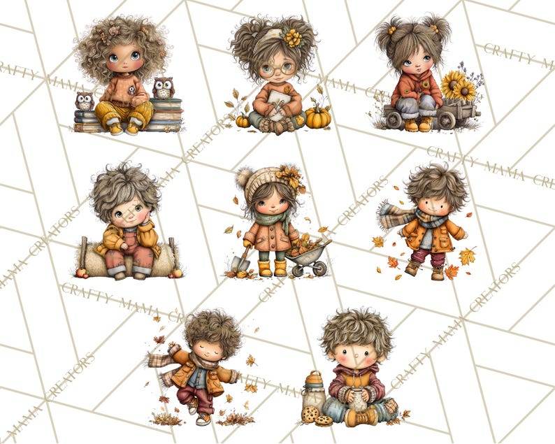 52 Png, Fall Kids Clipart, Cute Autumn Children PNG, Cozy Fall Outfits ...
