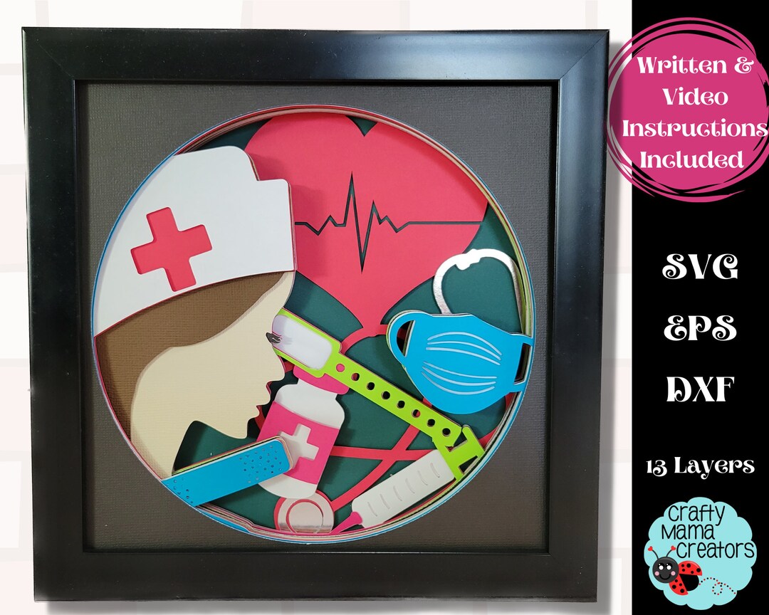 3D Nurse Shadow Box Svg Nurse Svg Stethoscope Shadowbox Svg - Etsy