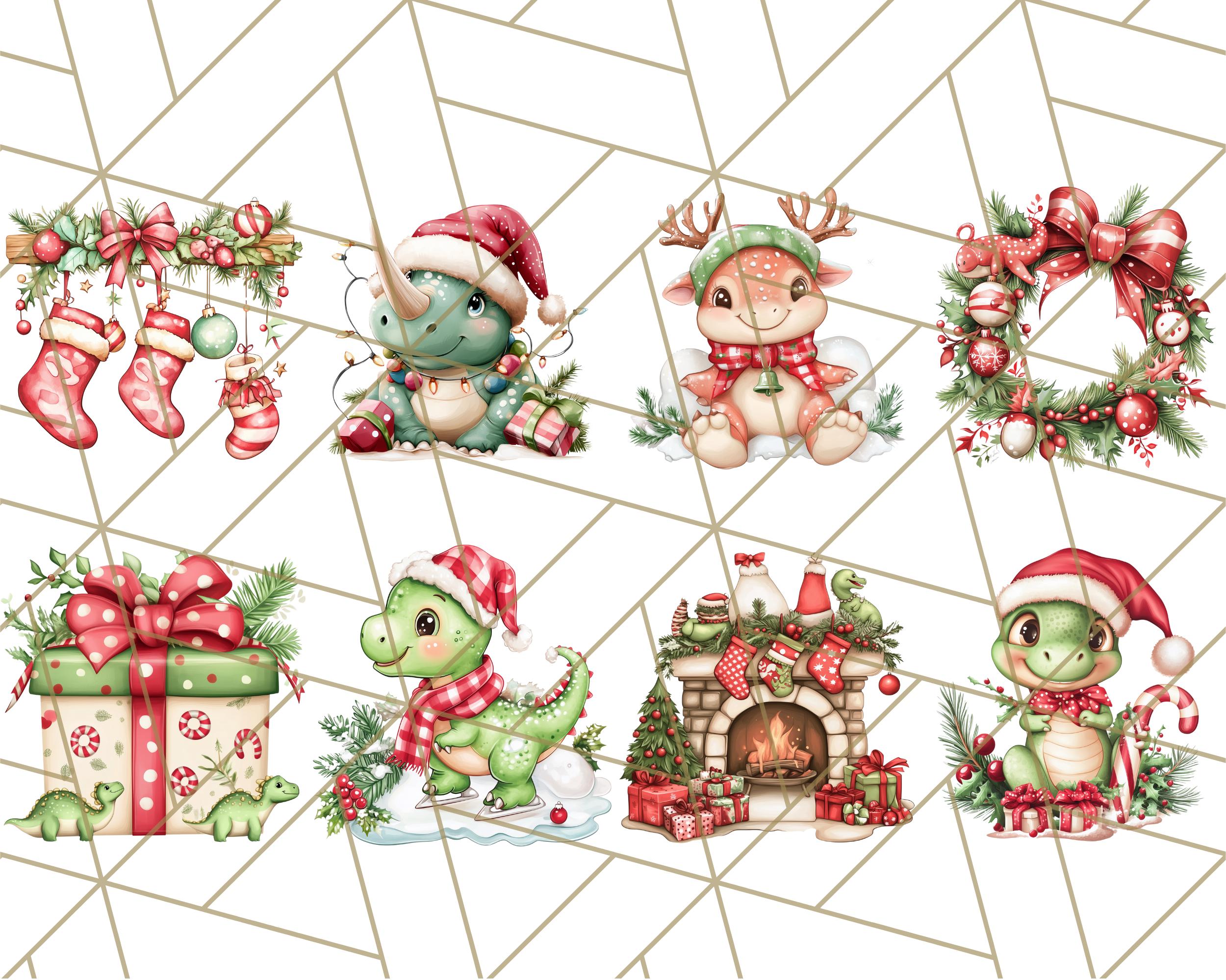 Christmas Dinosaur PNG Clipart, Cute Christmas Dinosaurs and Holiday ...