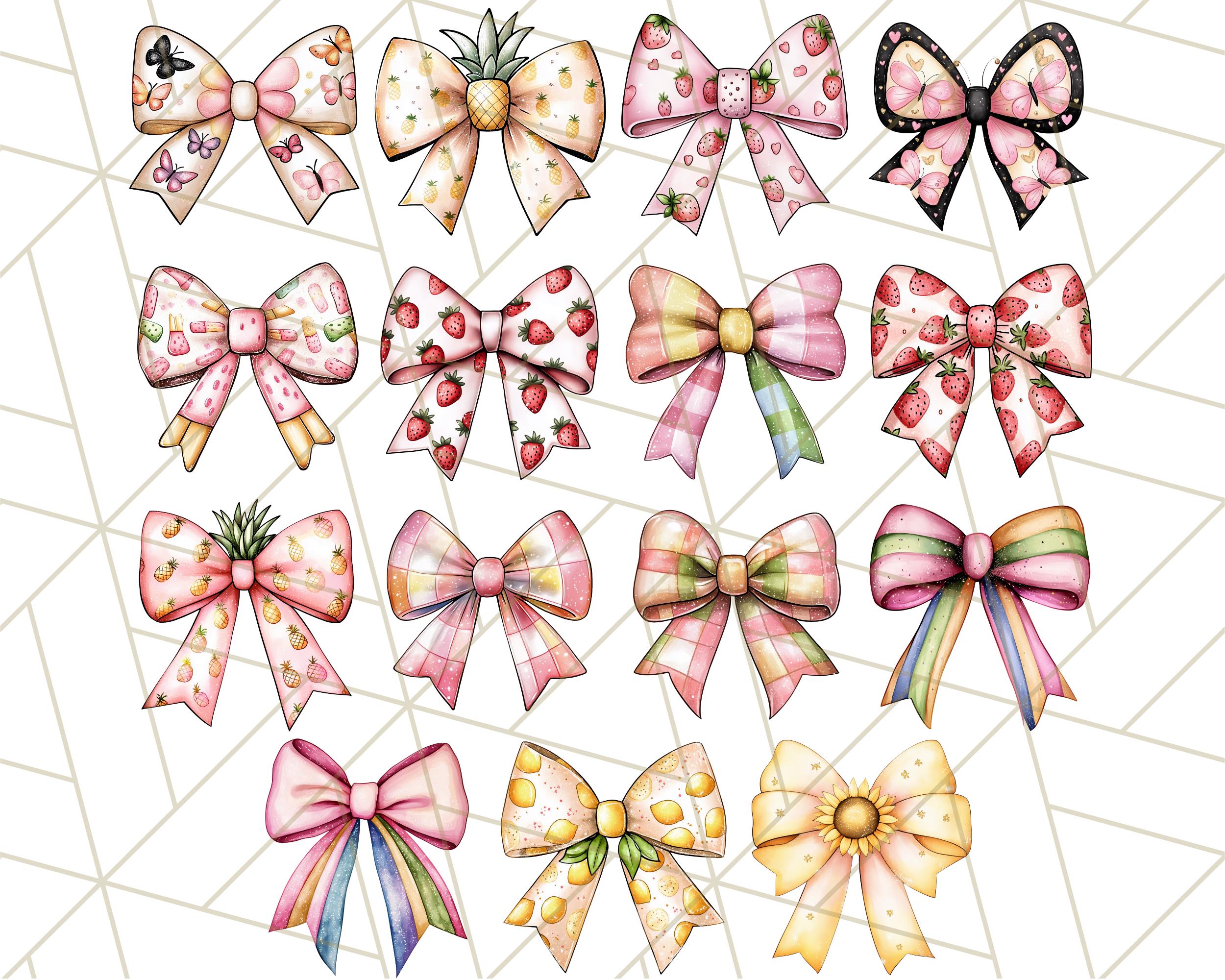 Watercolor Summer Bow Clipart, Tropical Hair Bow PNG, Cute Beach Bow ...