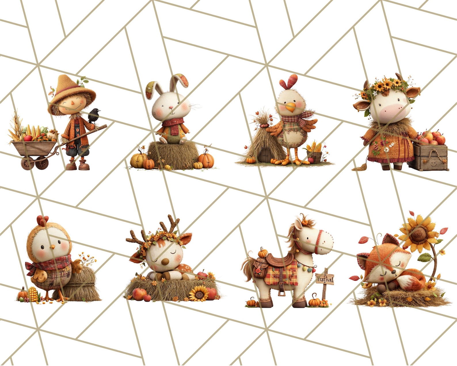 64 Scarecrow Festival Friends PNG, Fall Clipart, Autumn Animals ...