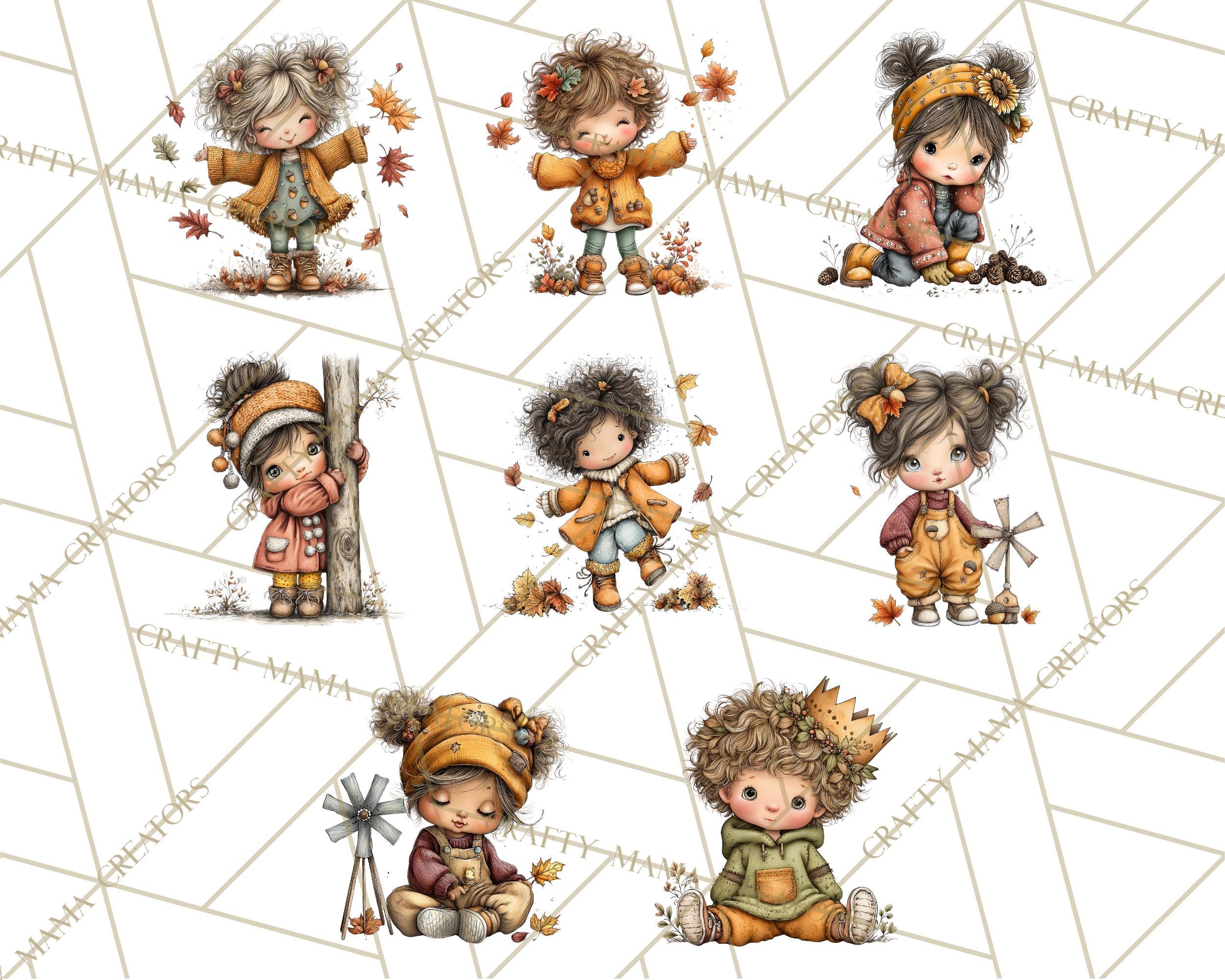 52 Png, Fall Kids Clipart, Cute Autumn Children PNG, Cozy Fall Outfits ...