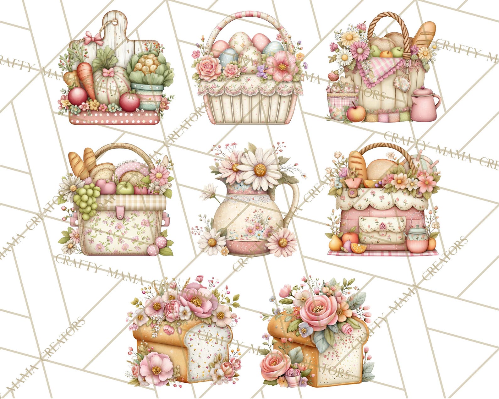 60 Png, Spring Market Icons Clipart, Rustic Produce and Farm Stand Clip ...