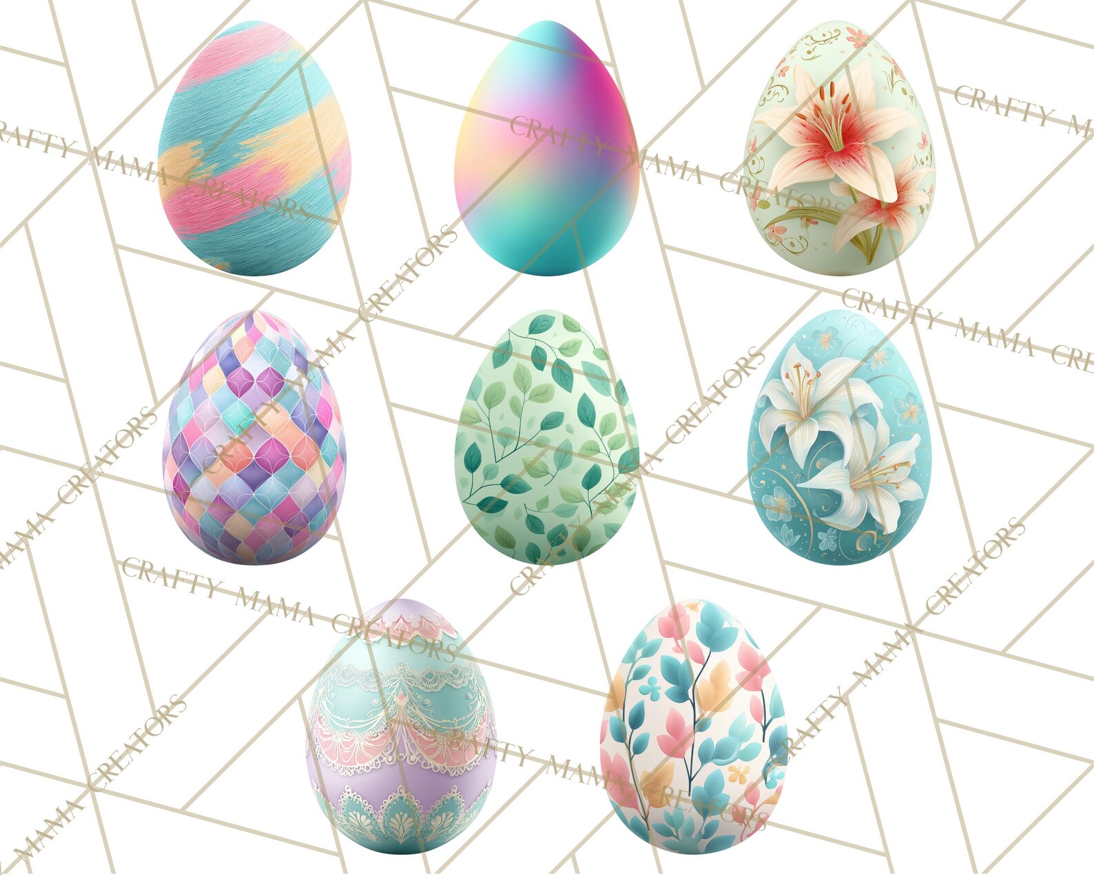 56 Png, Pastel Easter Egg Clipart, Printable PNG, Decorative Spring Egg ...