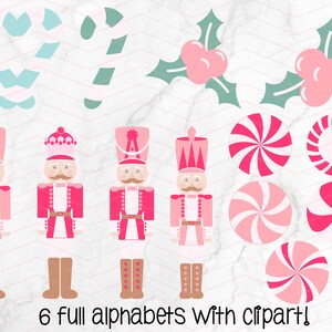 Pink Christmas Doodle Letters PNG Files, Nutcracker Christmas Doodle ...