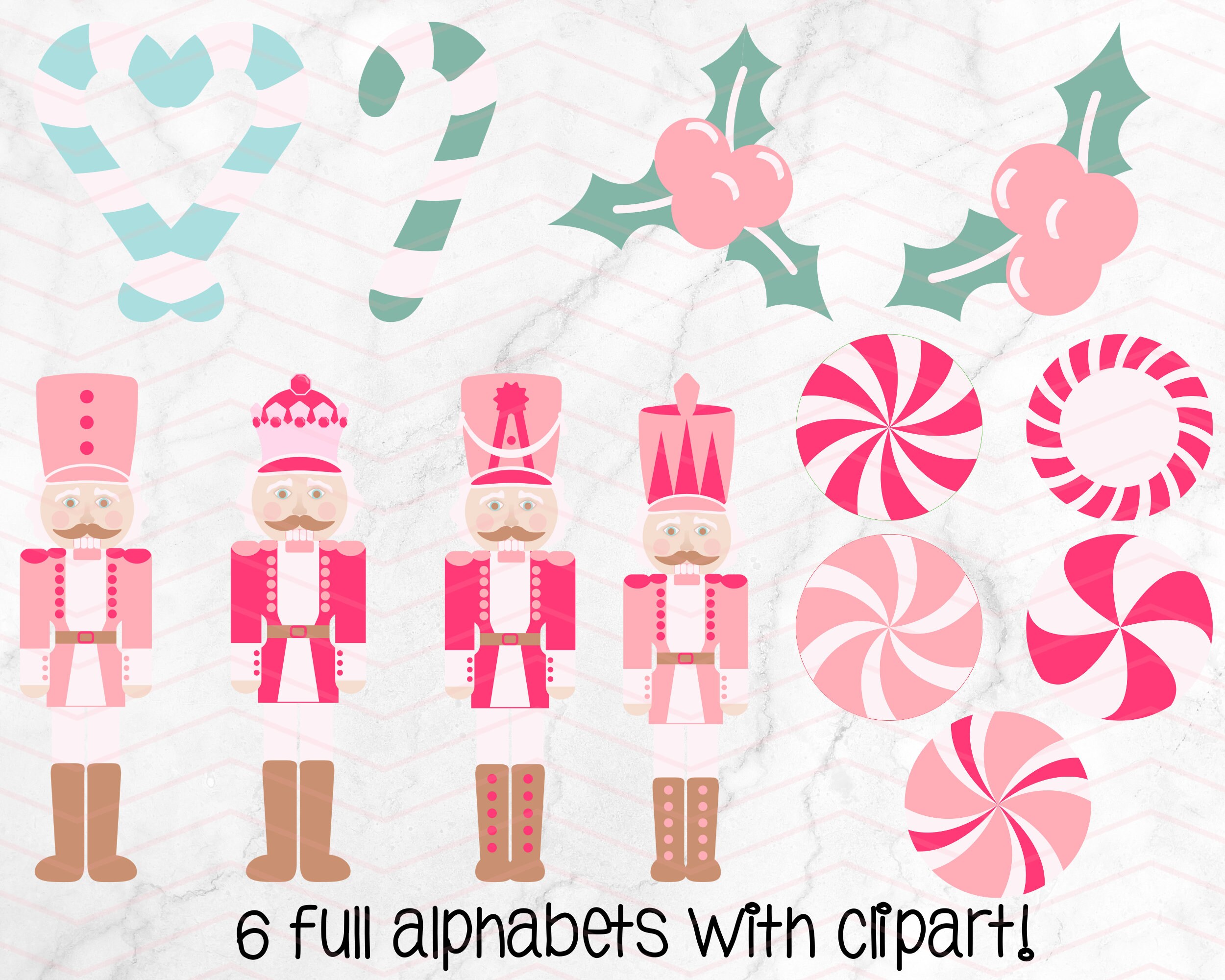 Pink Christmas Doodle Letters PNG Files, Nutcracker Christmas Doodle ...