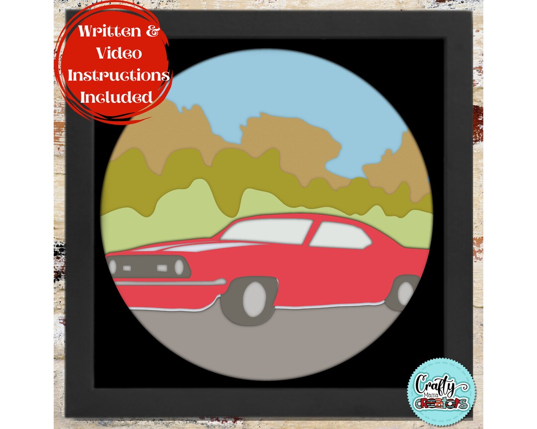3D Muscle Car Shadow Box, Hot Rod Car Shadow Box SVG, Vehicle Layered ...