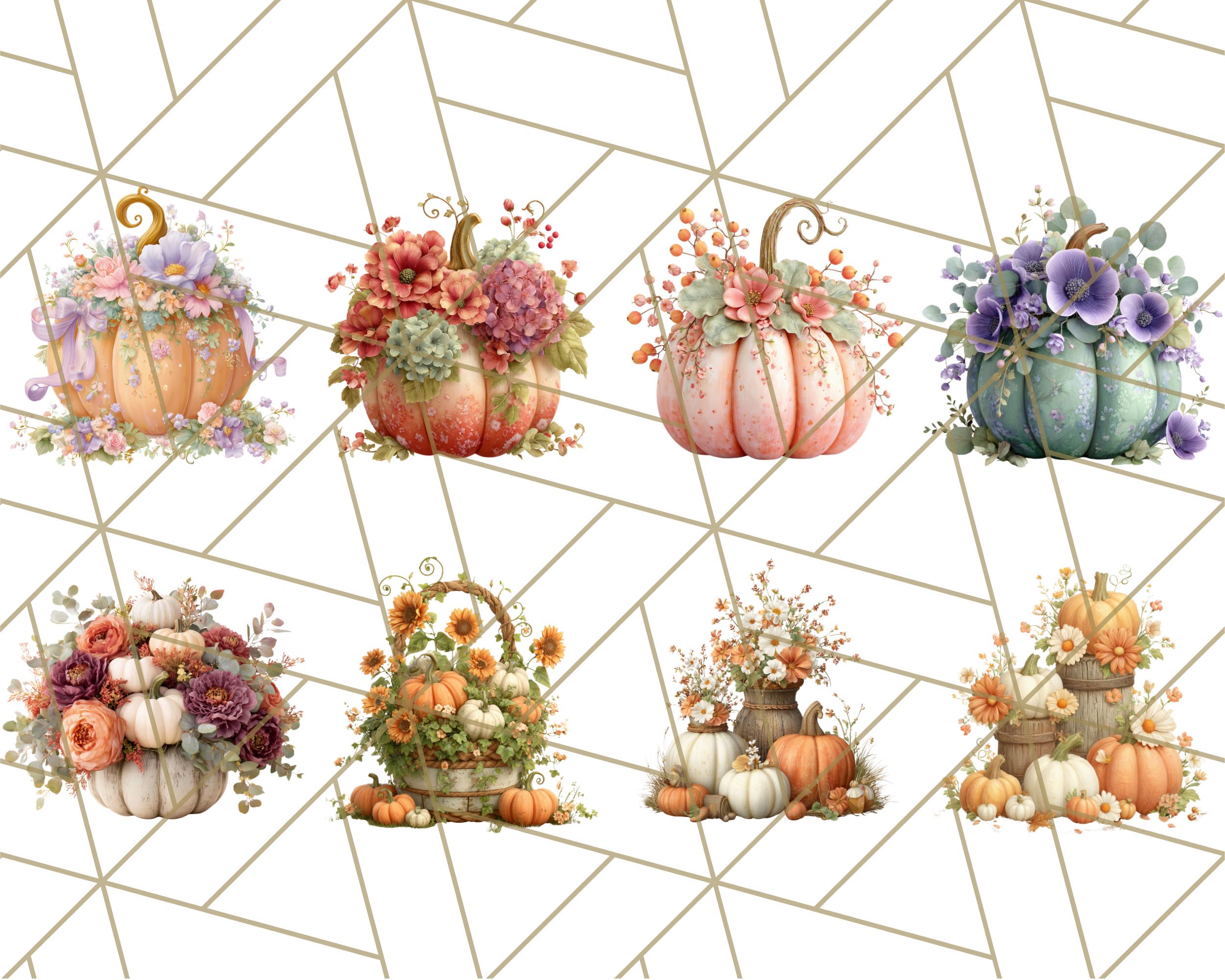 Pumpkin Clipart Fall Flowers PNG, Soft Realistic Pumpkin Clip Art ...
