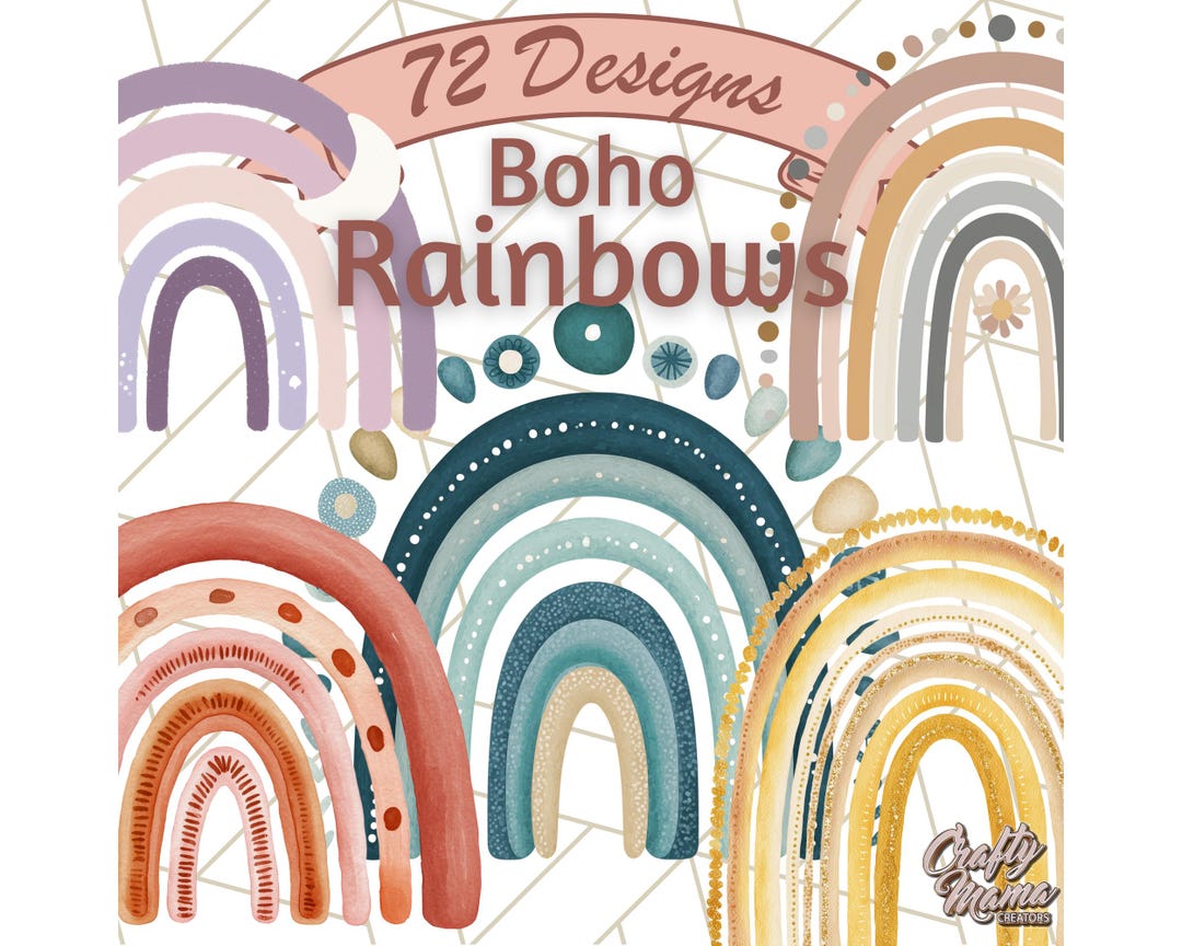 72 Png, Boho Arch Clipart, PNG Rainbow Clip Art, Earth Tone Boho ...