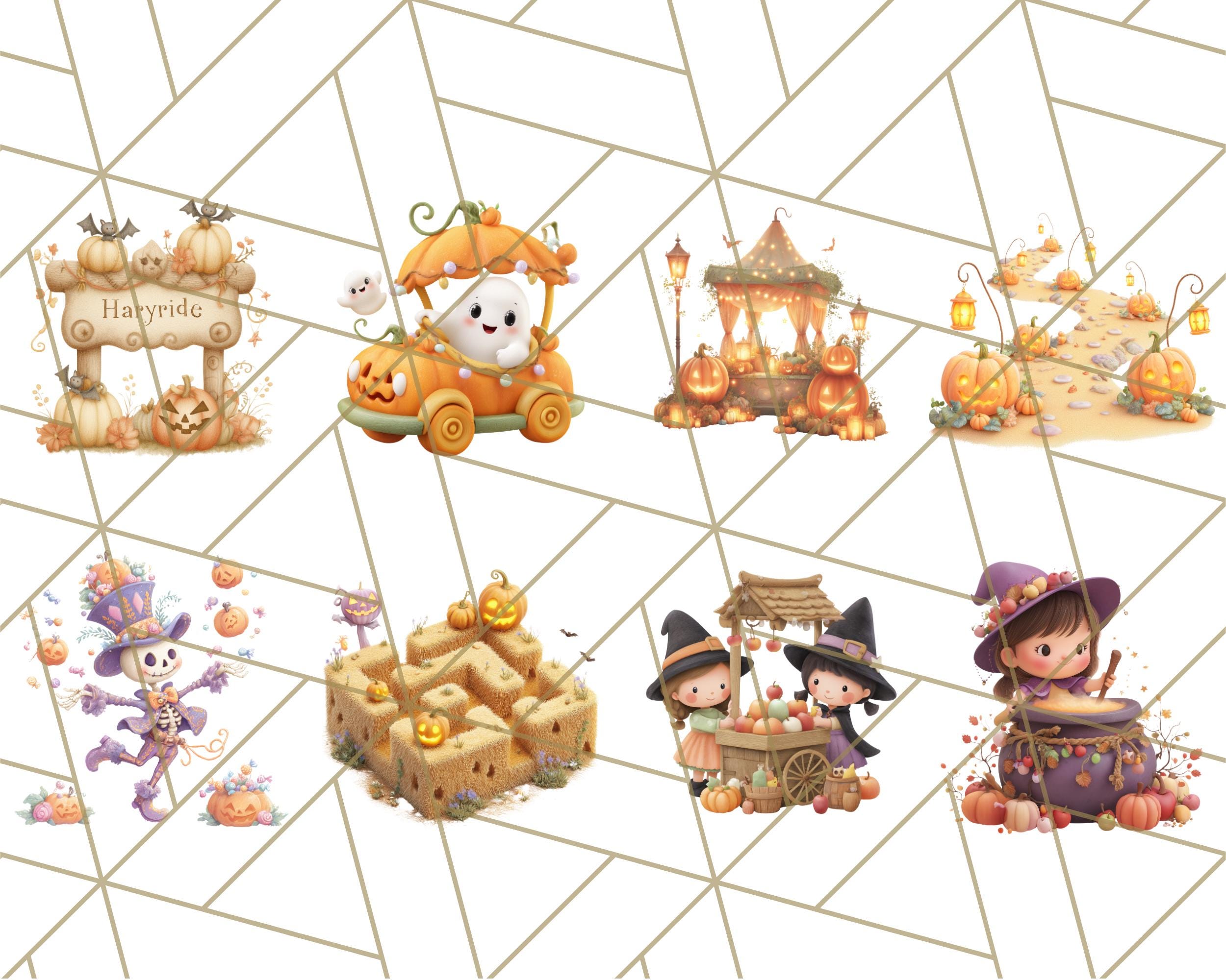 Creepy Carnival Halloween Clipart PNG, Haunted Hayride Clip Art, Kawaii ...