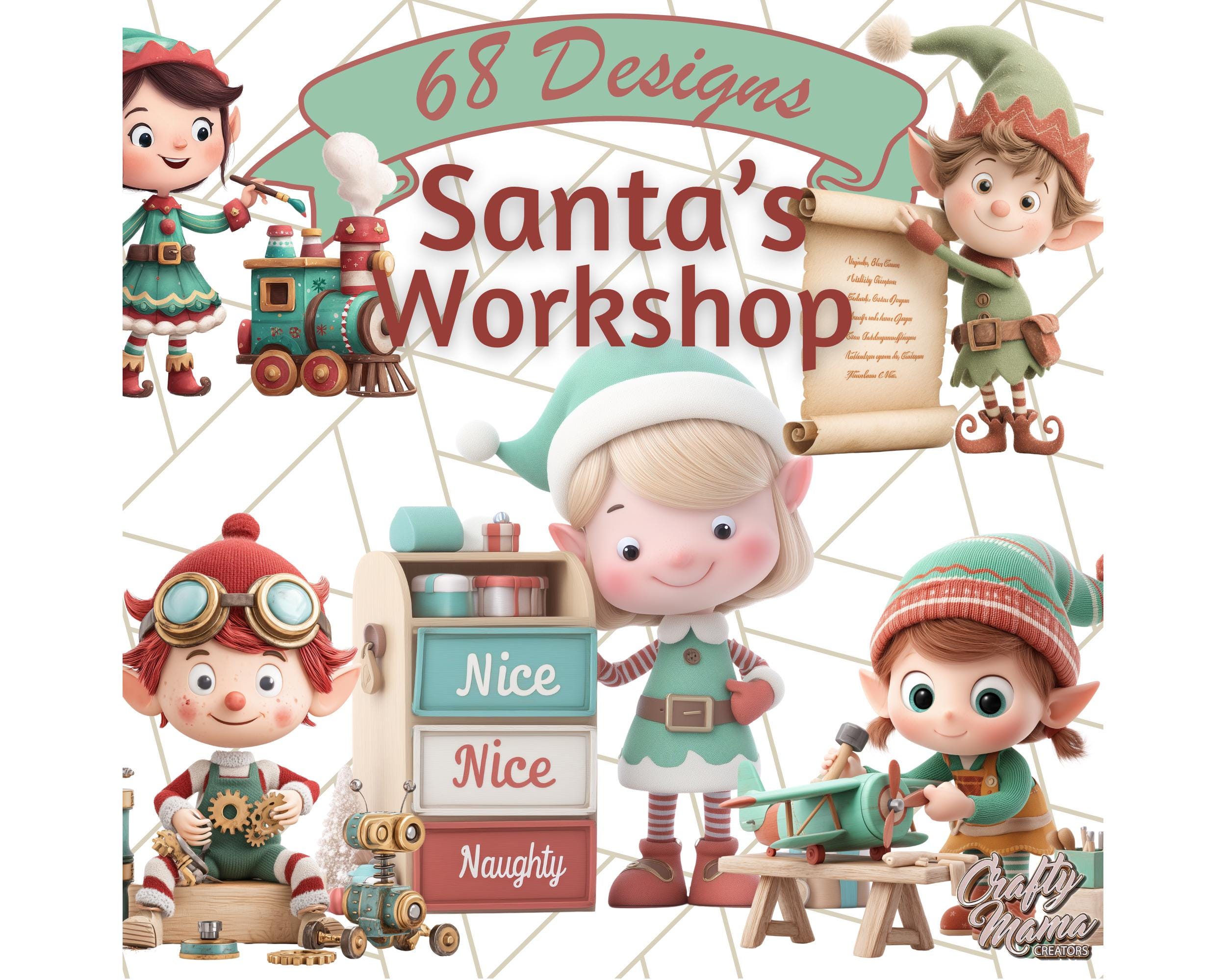 Santa's Workshop PNG Clipart, Kawaii Christmas Elves Clip Art, Cute Toy ...
