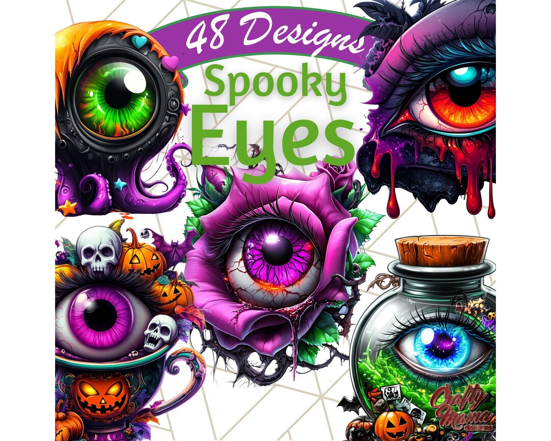 Spooky Halloween Eye PNG Clipart, Cute Eyeballs Clip Art, Glitter ...