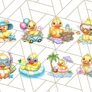 Summer Rubber Duck Clipart PNG, Cute Yellow Ducks With Pool Floats and ...