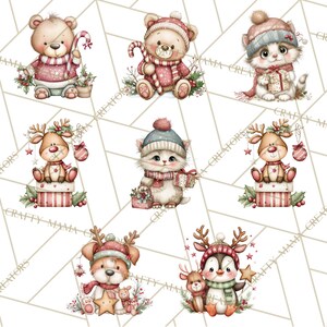 64 Png, Christmas Animal Clipart, Cute Holiday Animal Characters PNG ...