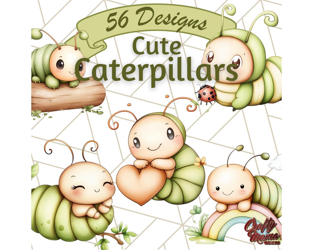 Adorable Caterpillar Clipart, Cute Bug Illustrations, Whimsical Insect ...