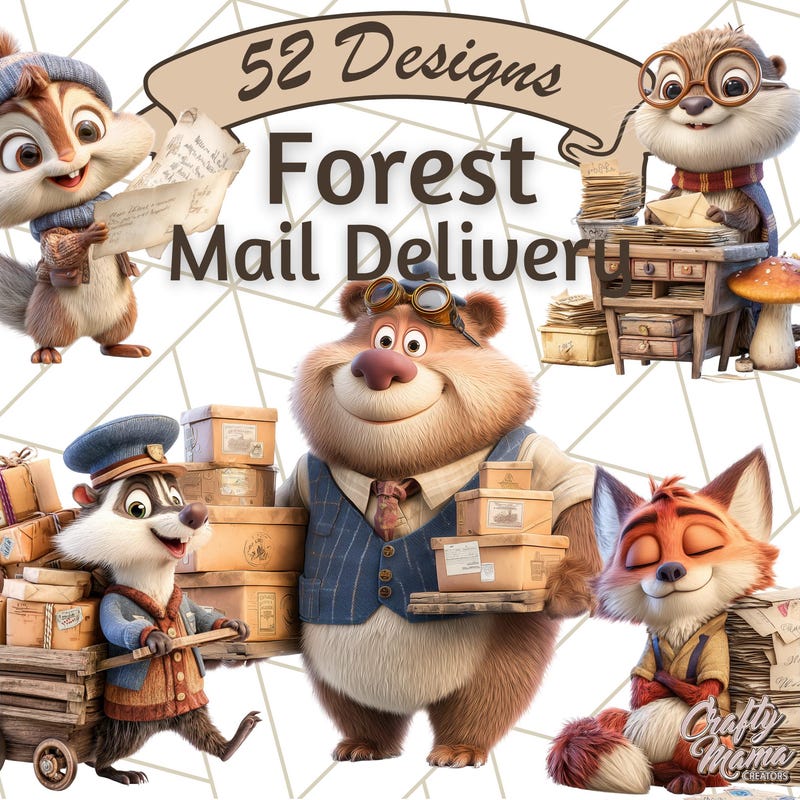 Postal Animals Clipart - Etsy