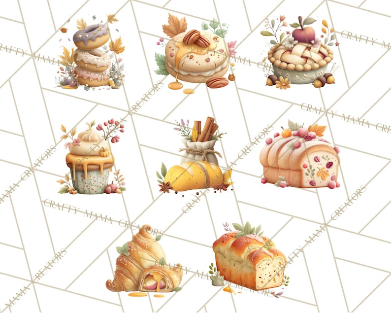 64 Png, Fall Baked Goods Clipart, Pumpkin Pie Apple Pie Cookies ...