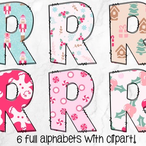 Pink Christmas Doodle Letters PNG Files, Nutcracker Christmas Doodle ...