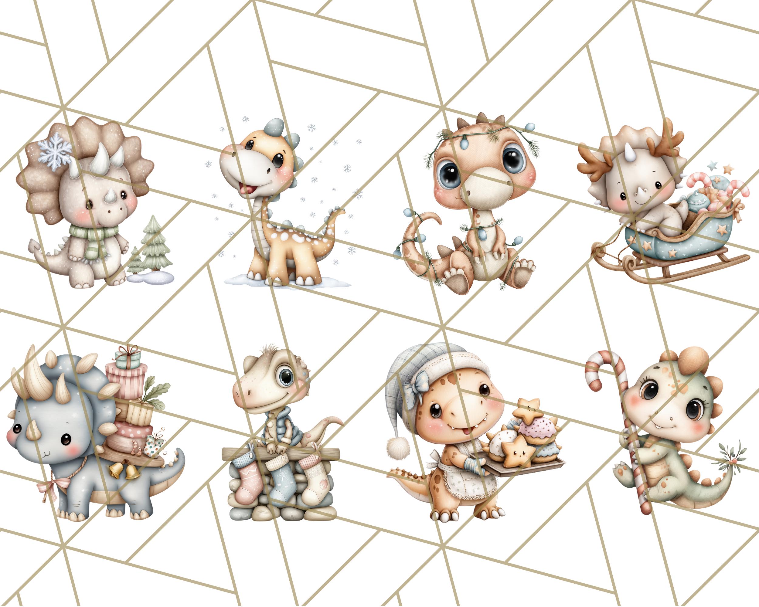 48 Png Christmas Dinosaur Clipart, Cute Dino Party PNG, Holiday ...