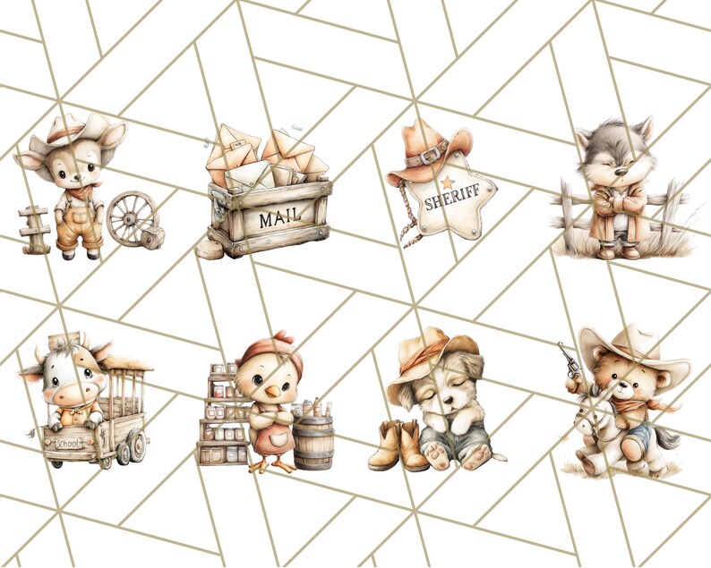 56 Png, Wild West Critters PNG, Cute Cowboy Animals Clipart, Western ...