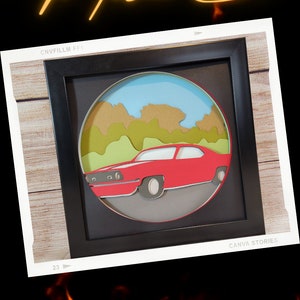 3D Muscle Car Shadow Box, Hot Rod Car Shadow Box SVG, Vehicle Layered ...