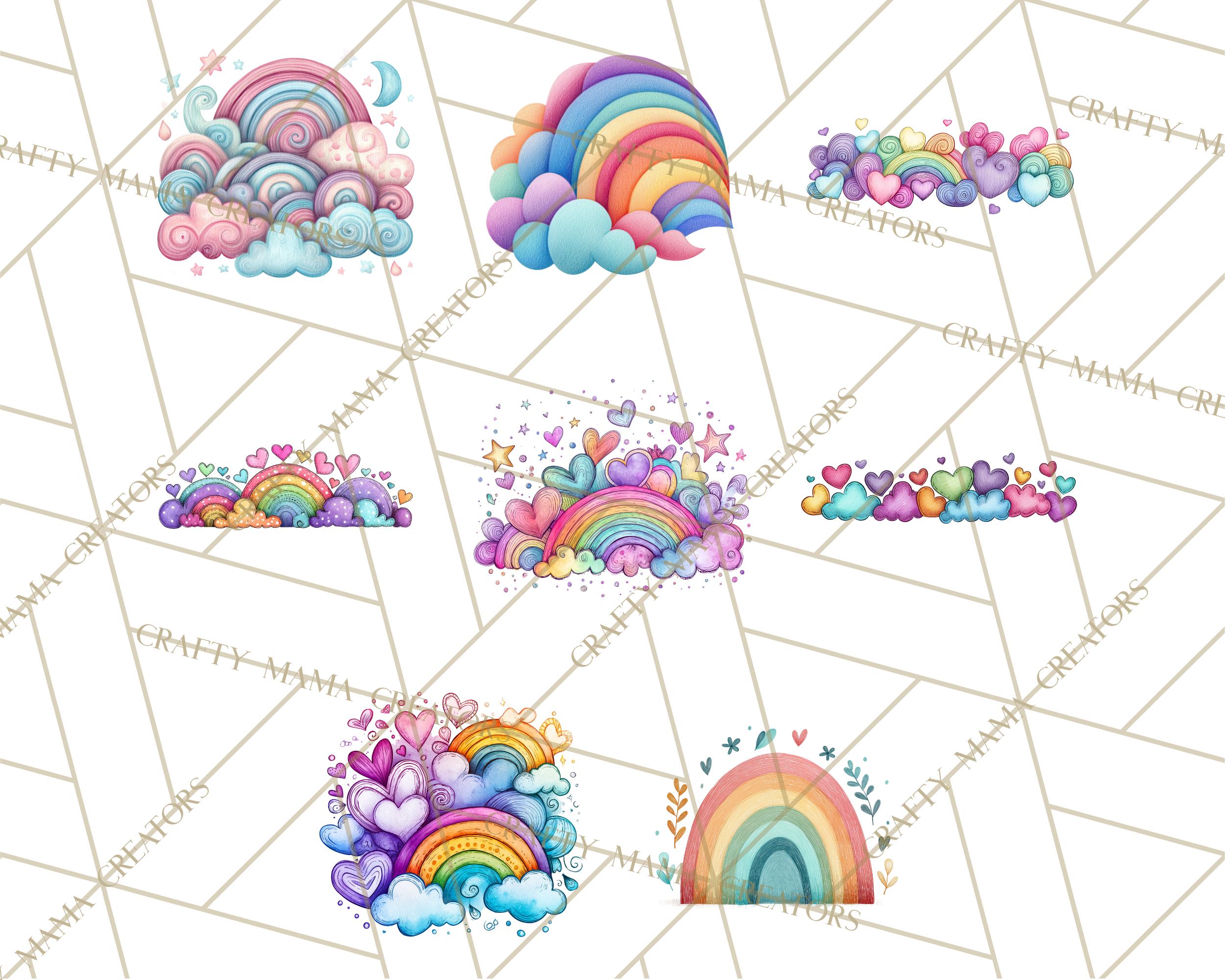 64 Png, Sketchy Rainbow Doodle Clipart PNG, Whimsical Colorful Arches ...