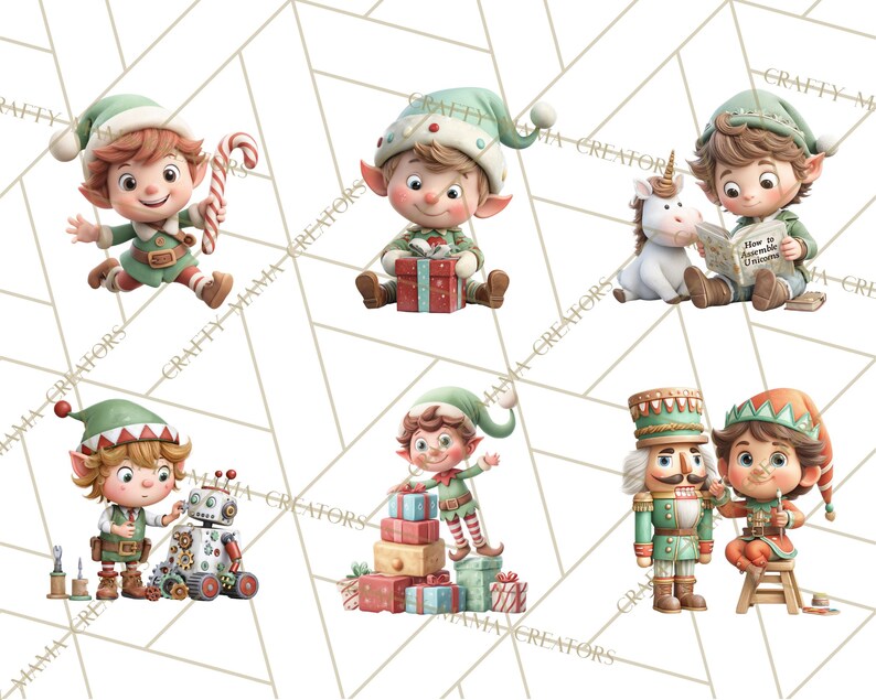 48 Png Santa’s Secret Workshop Clipart, Elves and Reindeer PNG, Cute ...