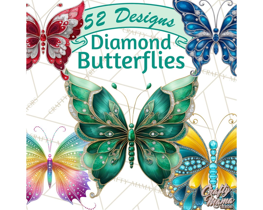 52 Png, Sparkly Diamond Butterfly Clipart, Colorful Diamond Wing ...