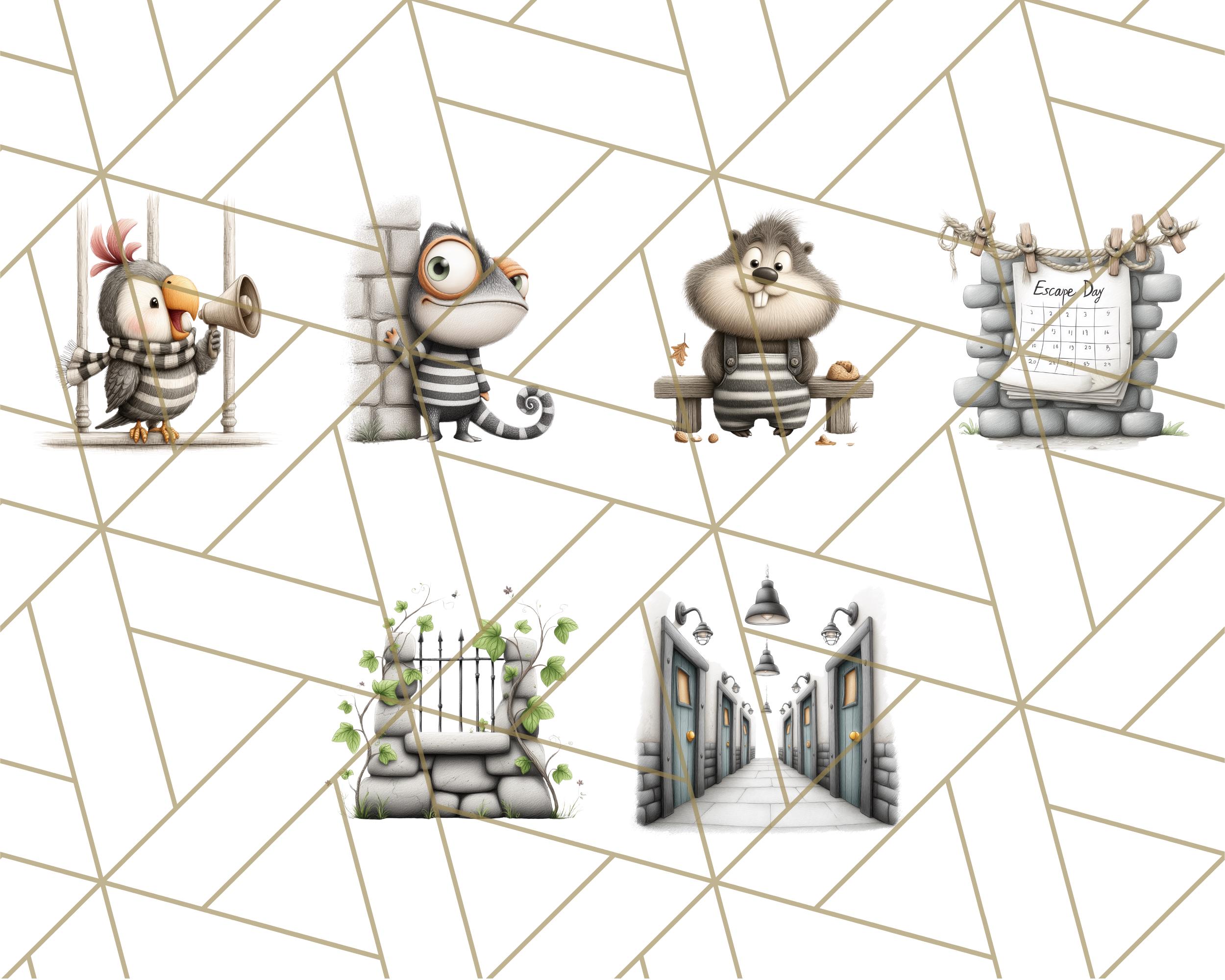 Adorable Animals in Jail Clipart PNG, Cute Animal Prisoner Clip Art ...