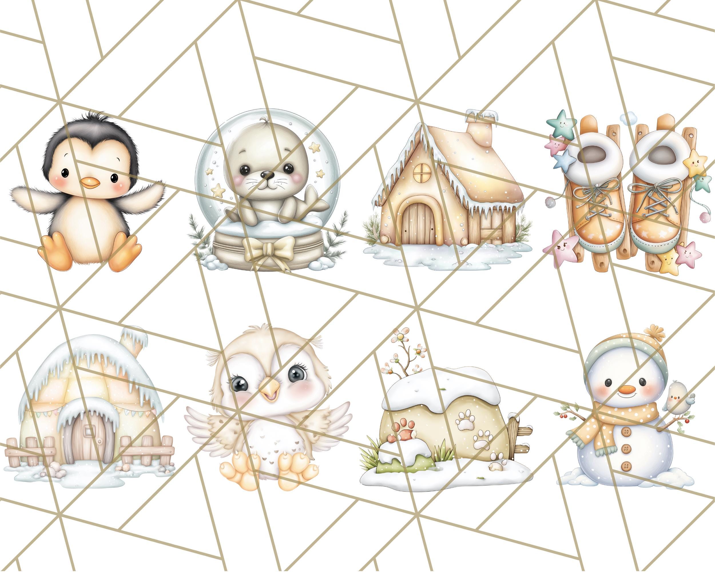 Arctic Animal Clipart, Cute Winter Animals PNG, Cartoon Polar Animals ...