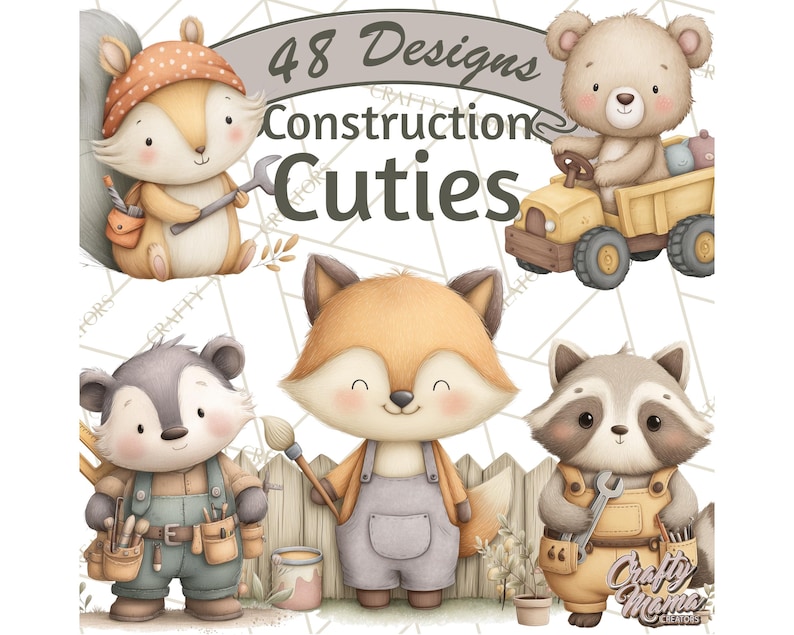48 Png, Construction Animals Clipart PNG, Construction Birthday Clip ...