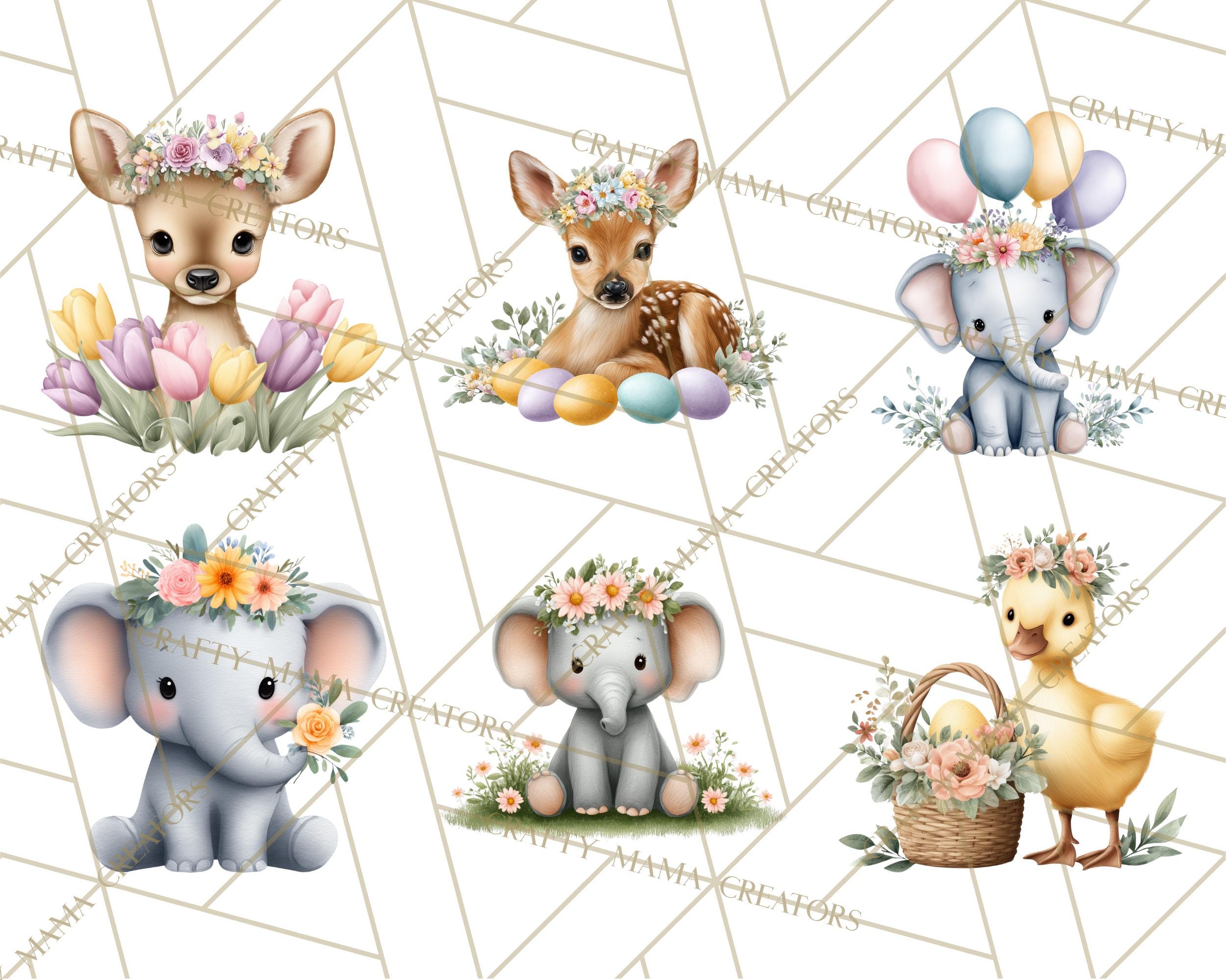 48 Png, Adorable Baby Animals Easter Clipart PNG, Pastel Chicks ...