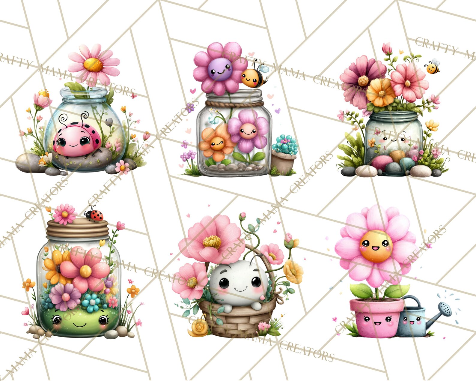 48 Png, Spring Mini World Clipart, Cute Kawaii Garden Scenes PNG, Tiny ...
