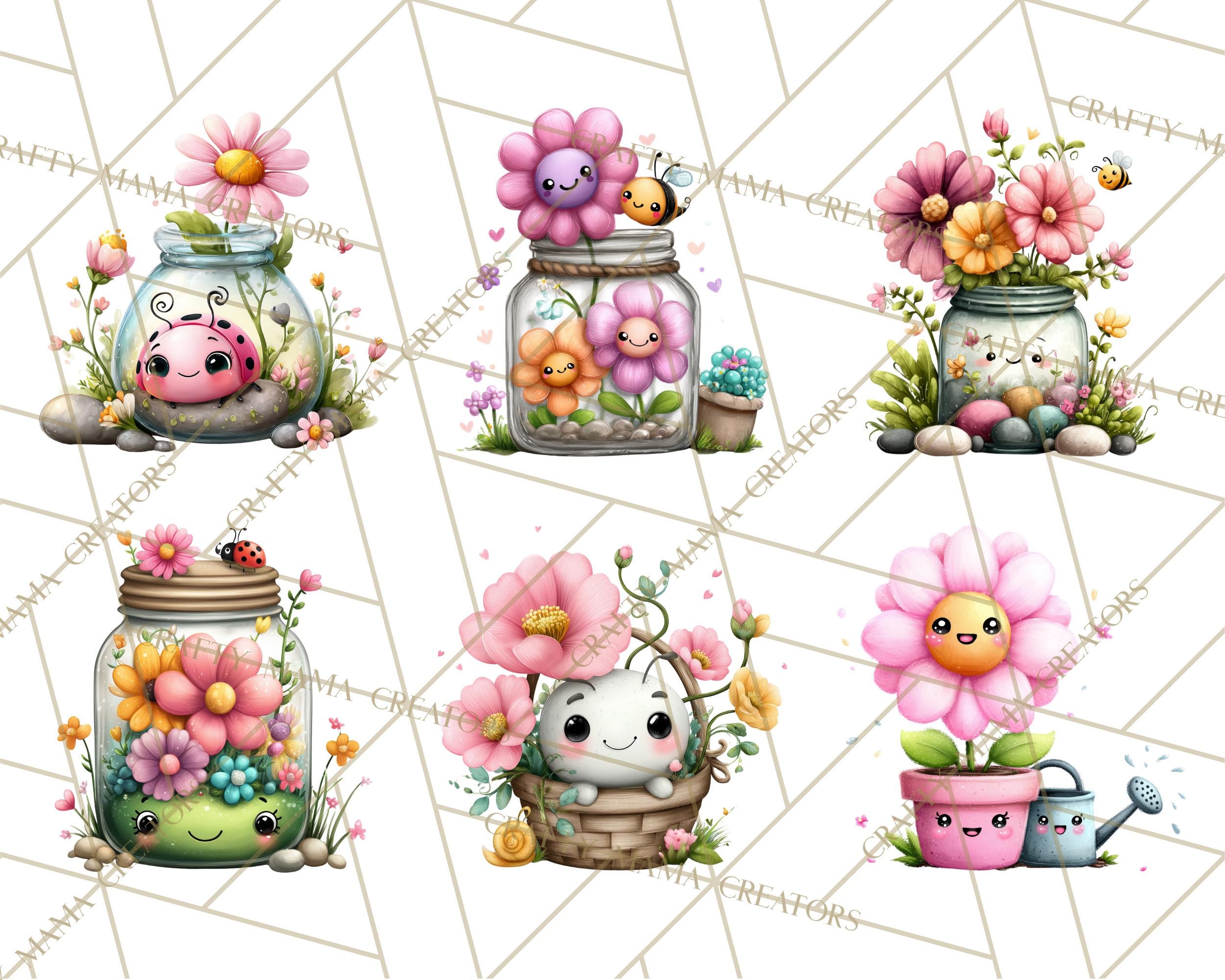 48 Png, Spring Mini World Clipart, Cute Kawaii Garden Scenes PNG, Tiny ...