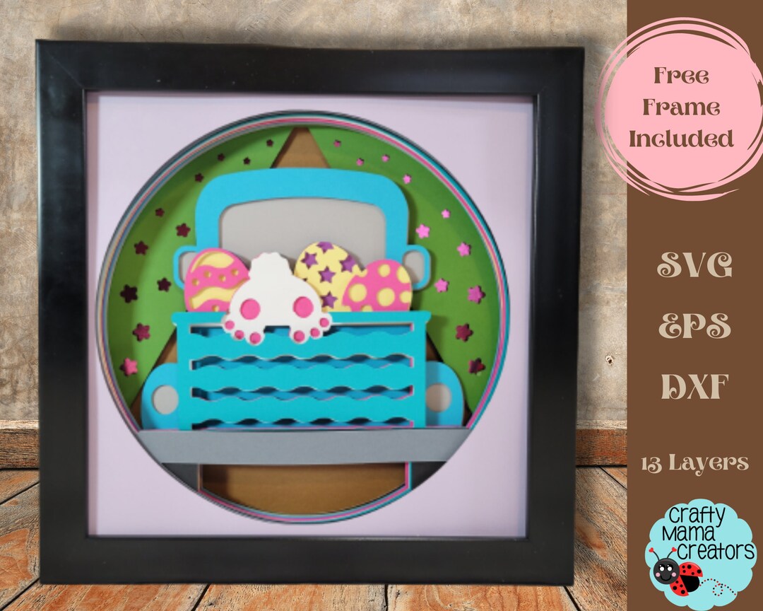 3D Spring Shadow Box Svg Easter Bunny Vintage Truck Shadowbox - Etsy